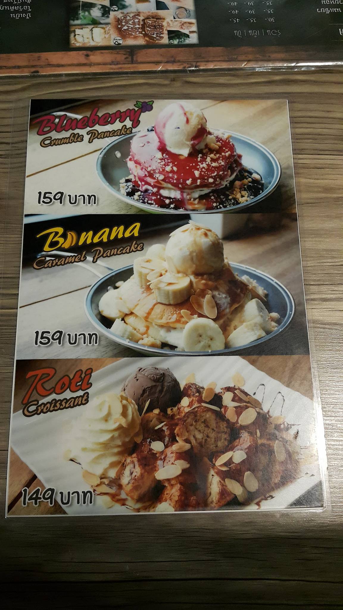 Carta del postres Na-Korn-Nom, Bangkok