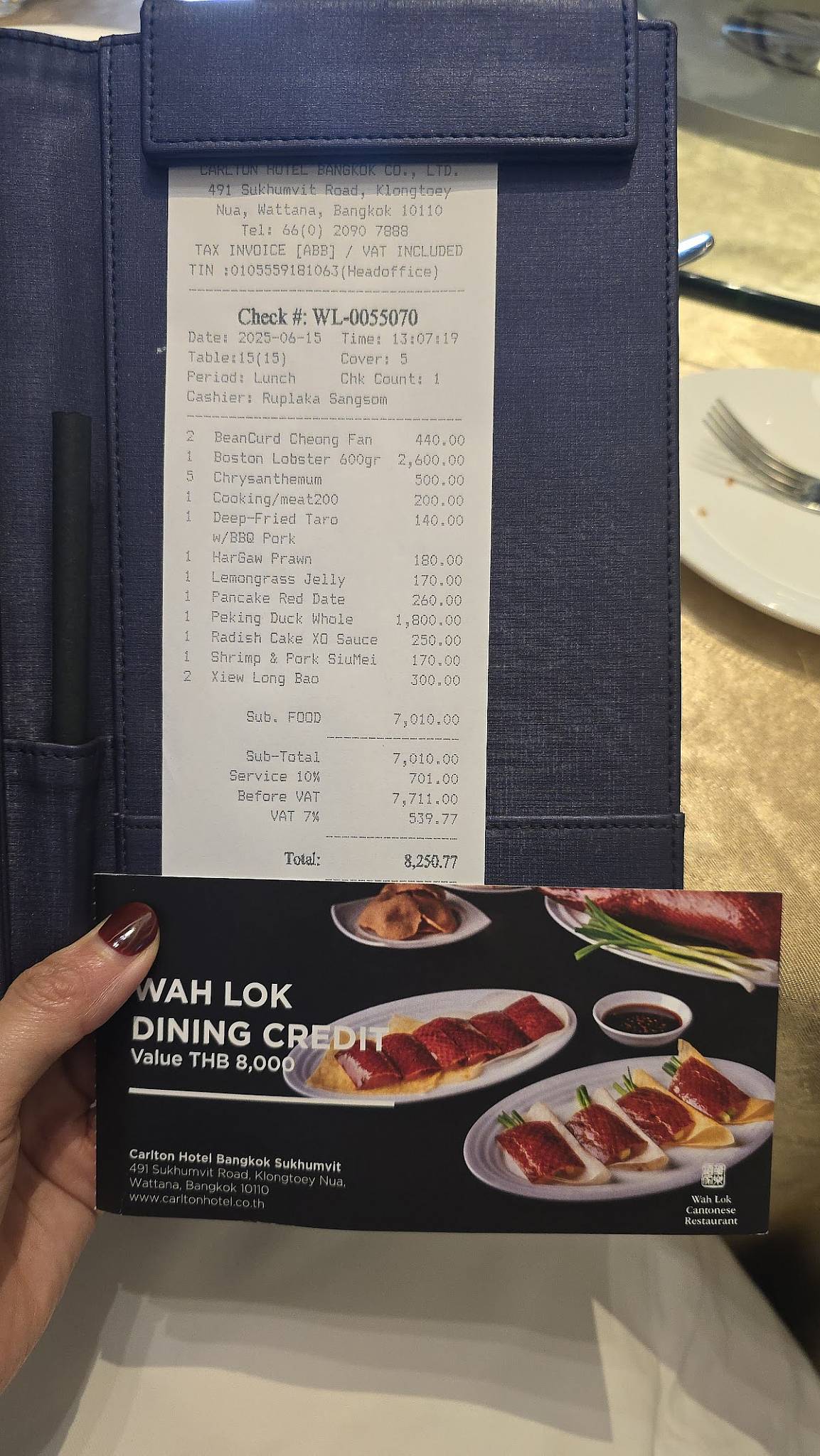 Menu at Wah Lok, Cantonese Restaurant, Bangkok