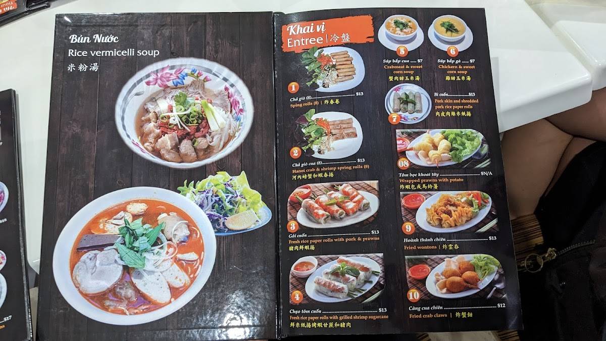 Menu at Pho Song Huong Bankstown restaurant, Bankstown