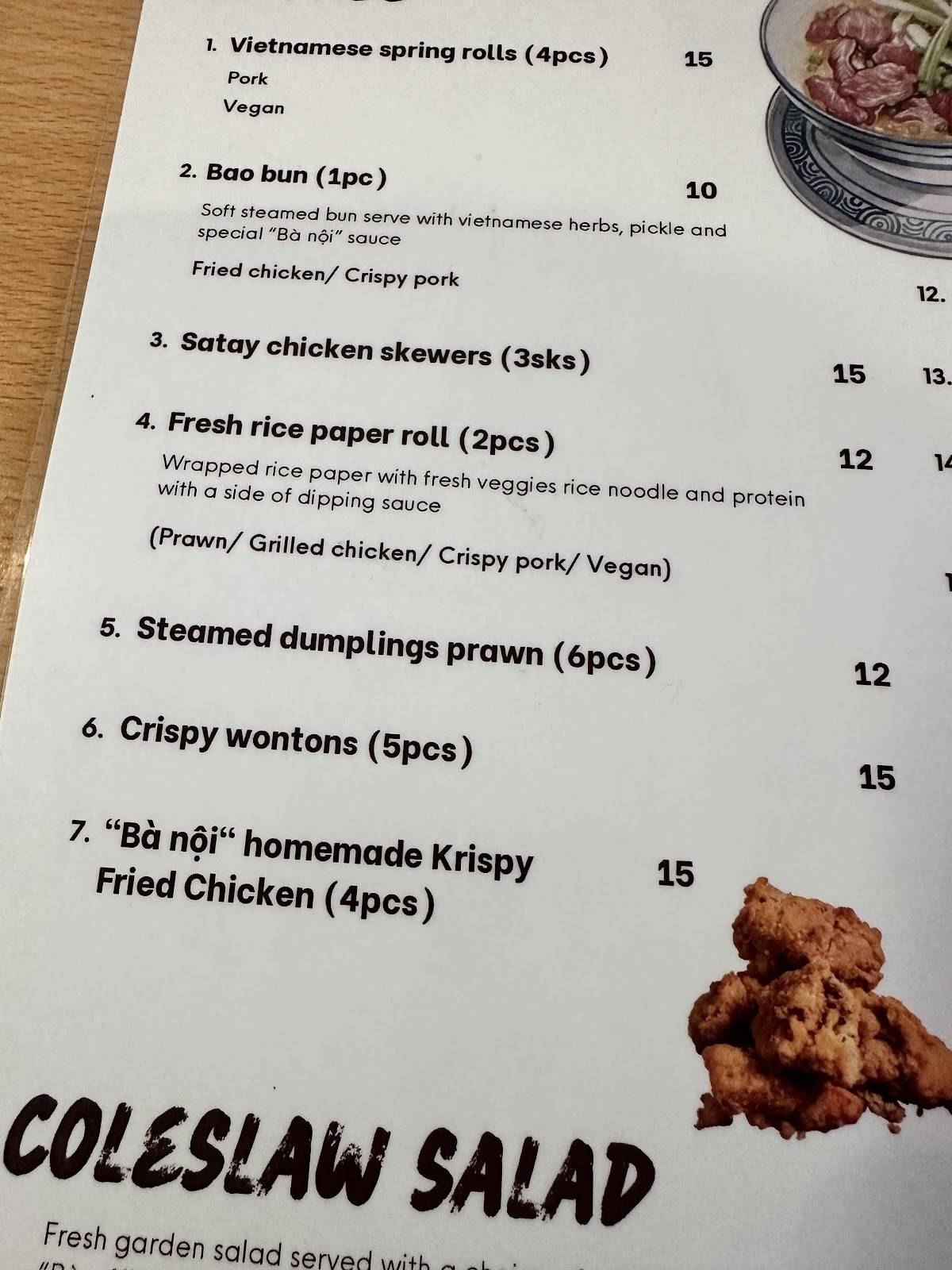 Menu at Banoi Vietnamese Kitchen. restaurant, Rosebud