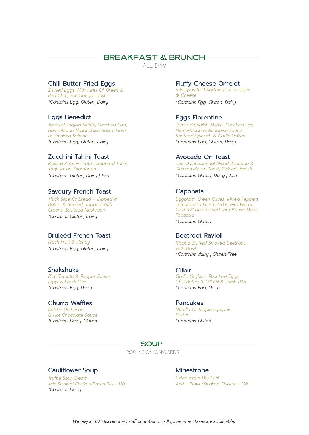 Menu at Banyan Tree Cafe, Mumbai