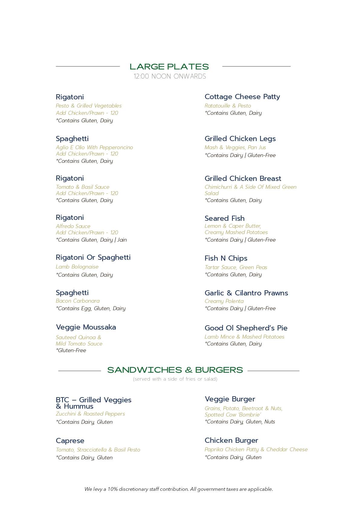 Menu at Banyan Tree Cafe, Mumbai