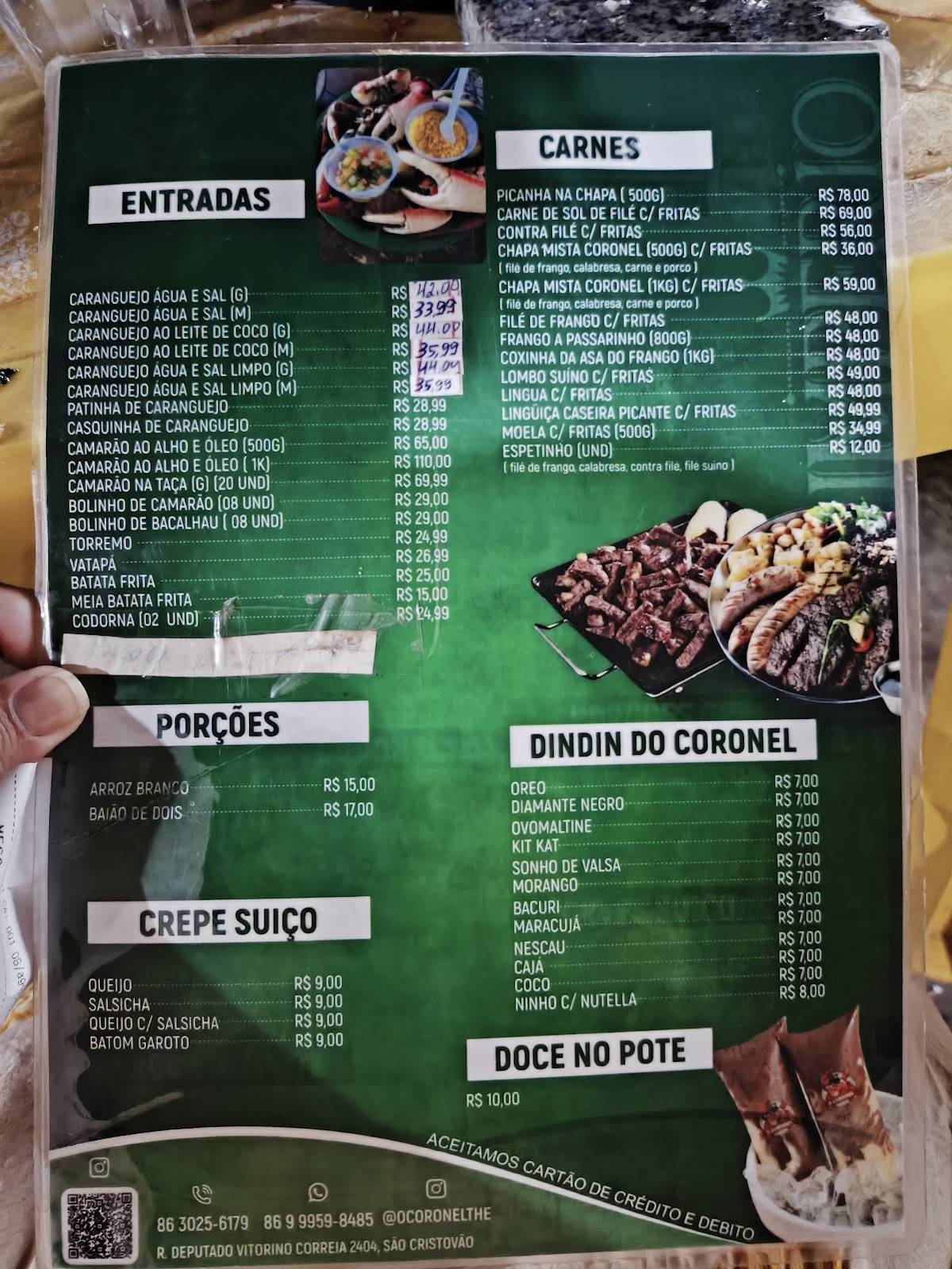 Menu em Bar O Coronel, Teresina
