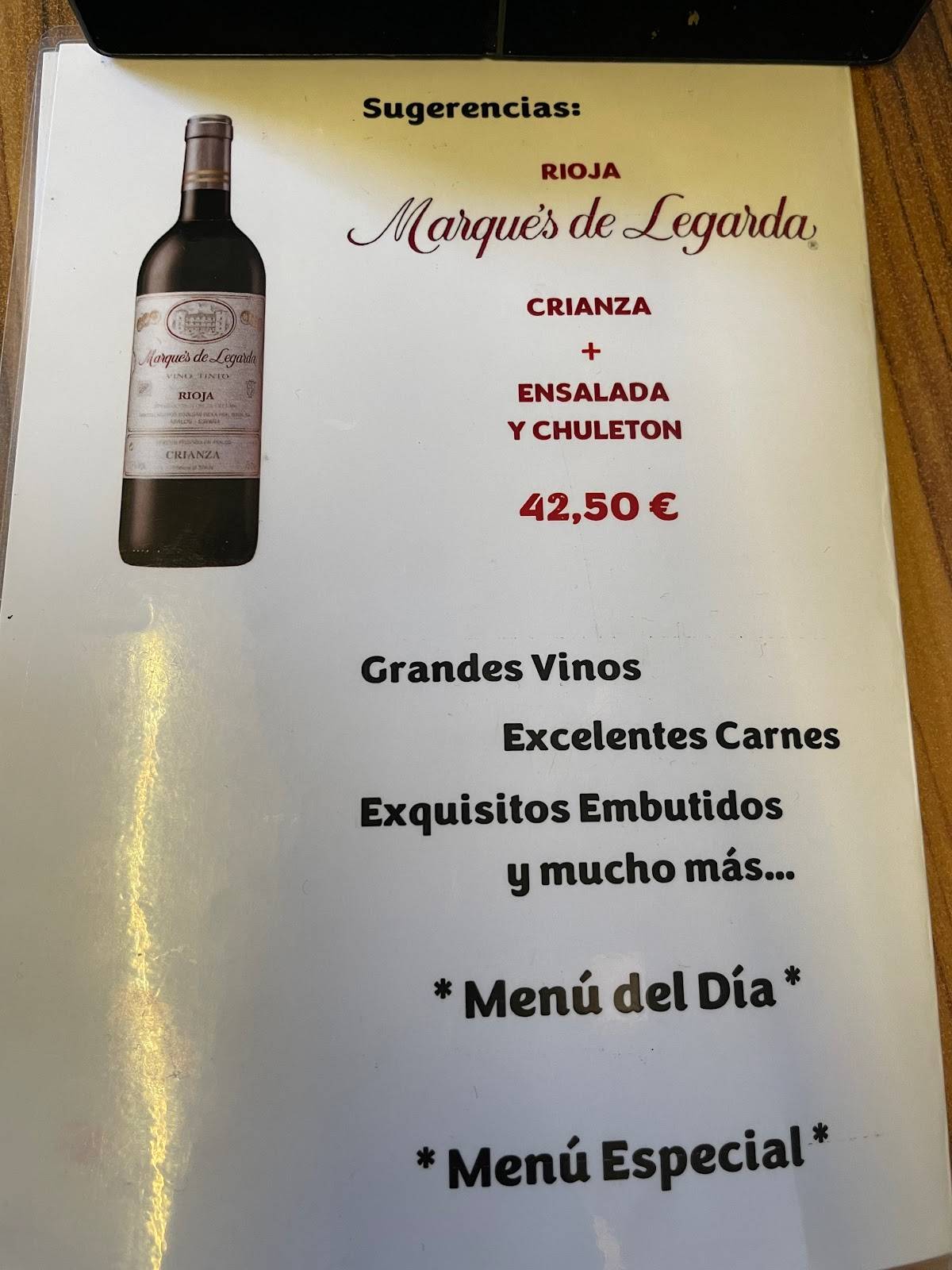 Carta de Bar Restaurante La Fontanica, Madrid