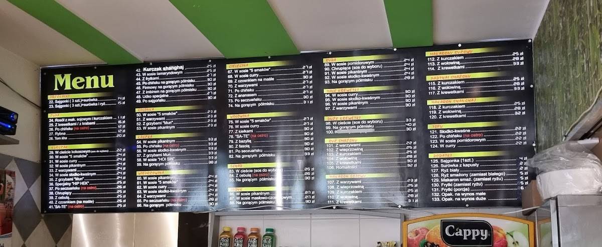 Menu at Bar Wok Chilli, Warsaw
