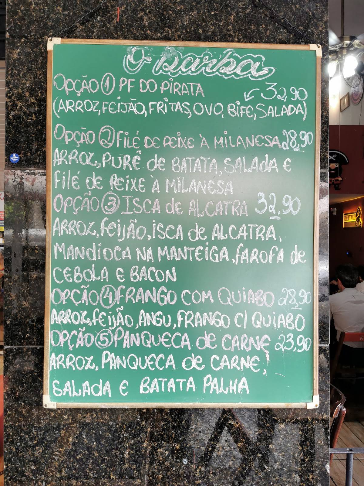 Menu em Barbazul, Belo Horizonte