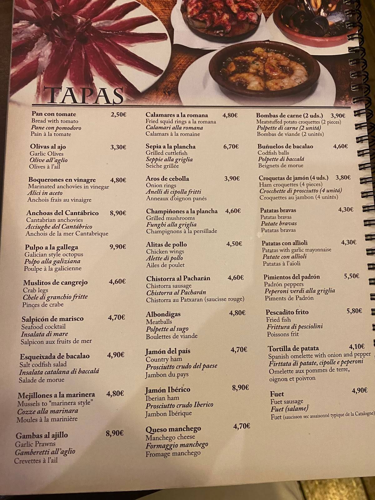 Carta de Colom Restaurant, Barcelona, Carrer dels Escudellers