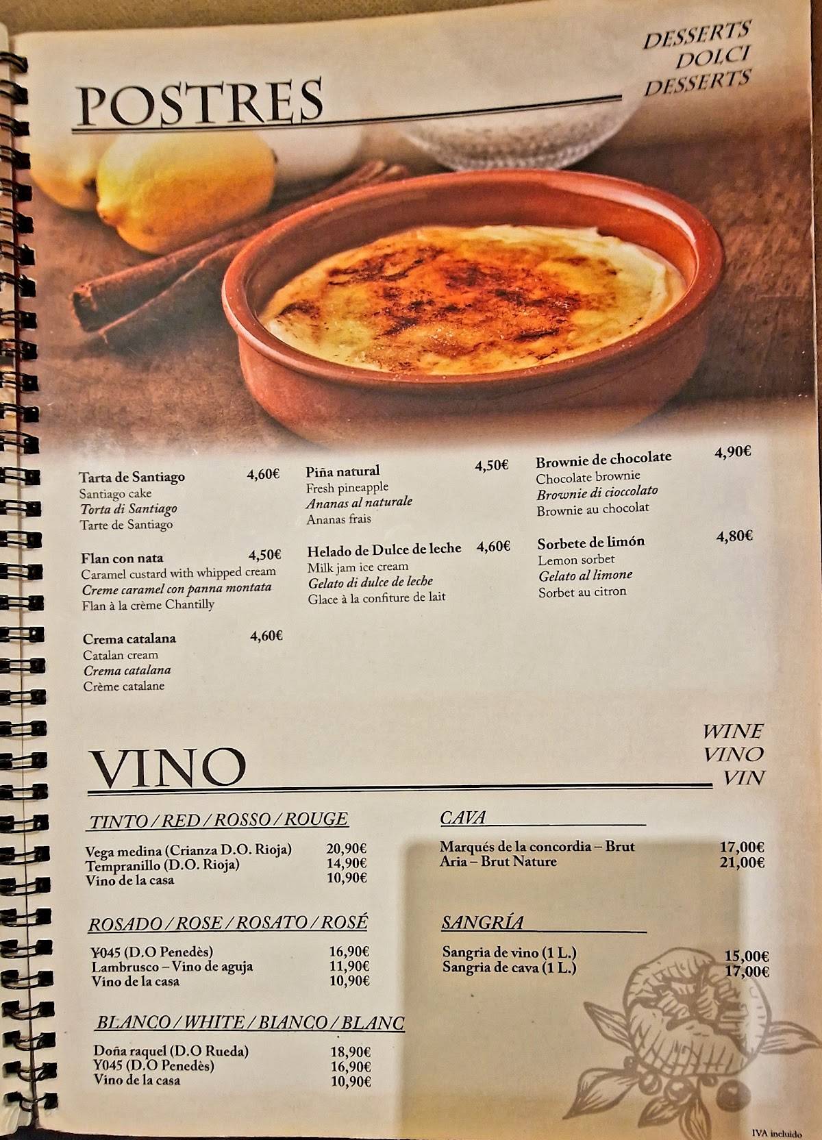 Menu at Colom Restaurant, Barcelona, Carrer dels Escudellers