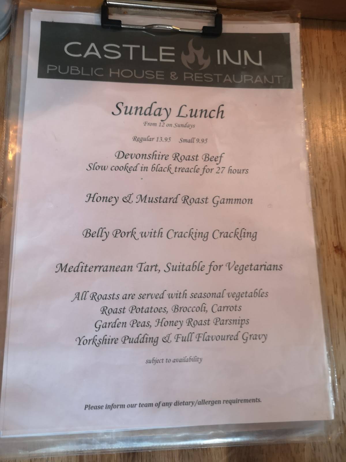Menu at The Castle Inn pub & bar, Barnstaple