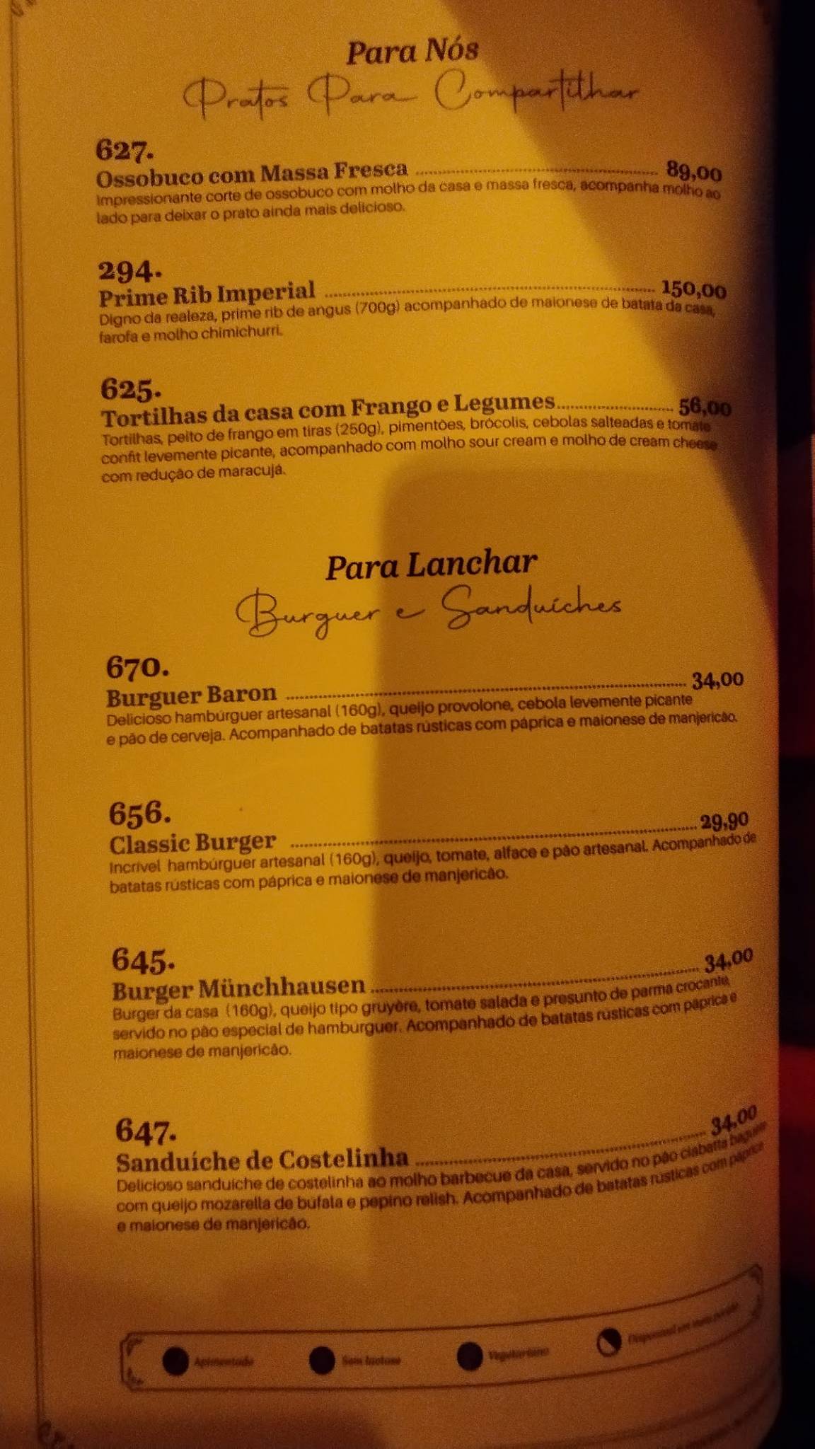 Menu em Baron Gastro Bar, Indaial