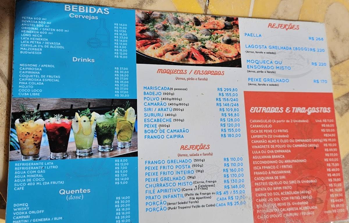Menu em Barraca Franga Fogosa, Brasil