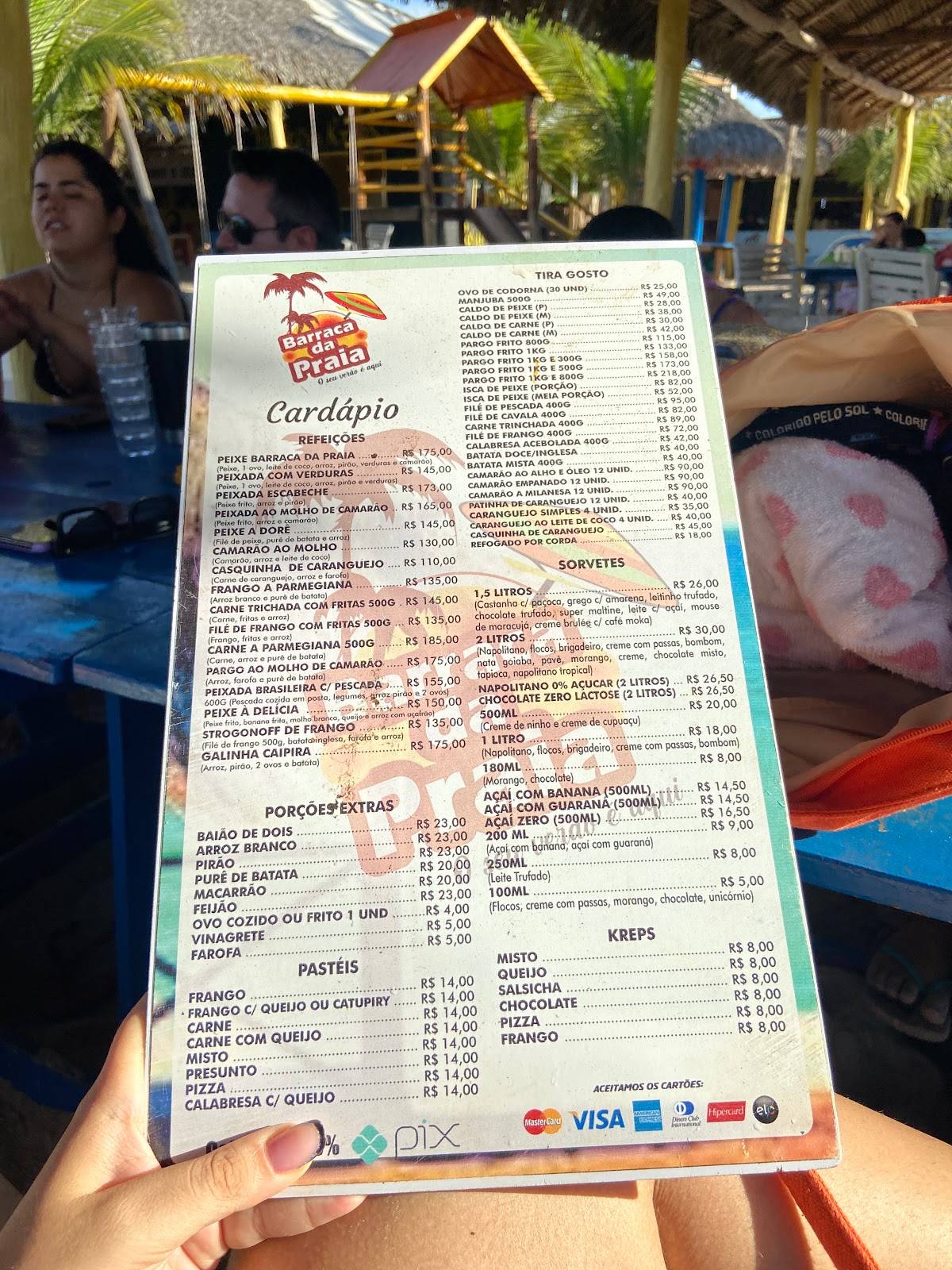 Menu em Barraca da Praia, Brasil