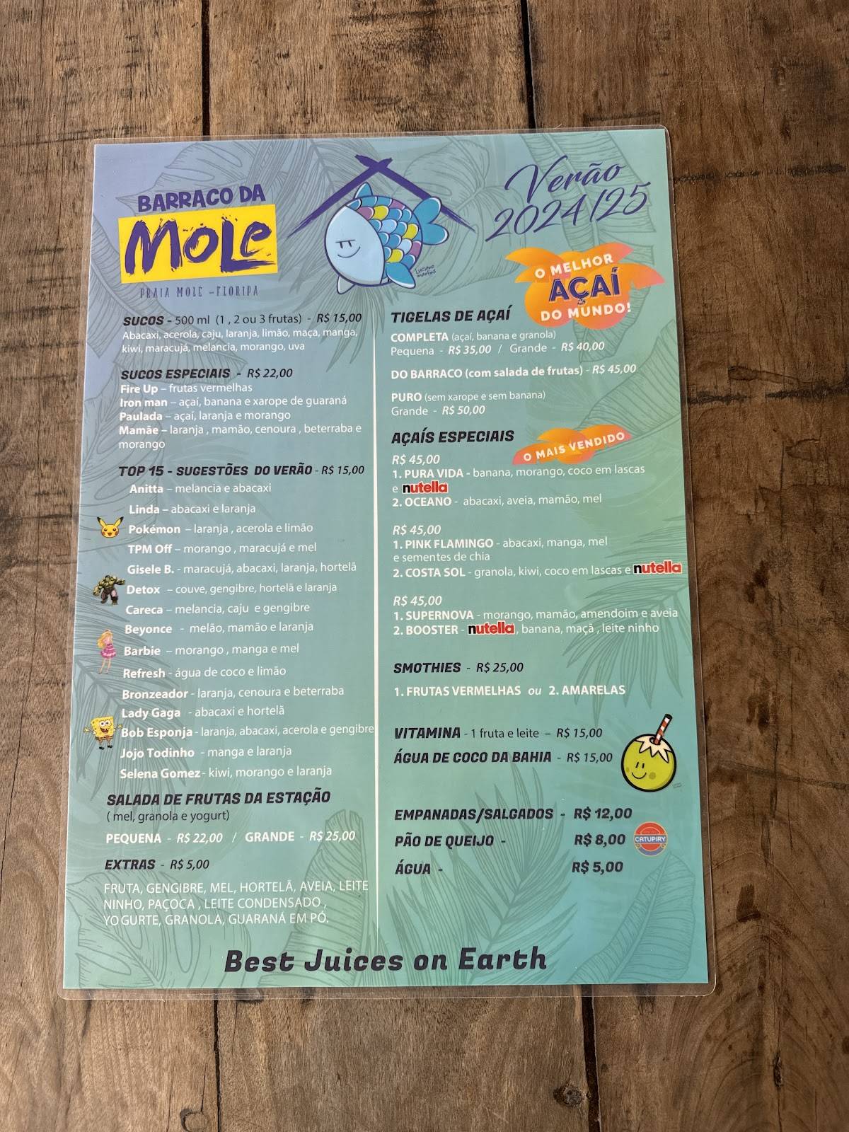 Menu em Barraco Da Mole, Florianópolis