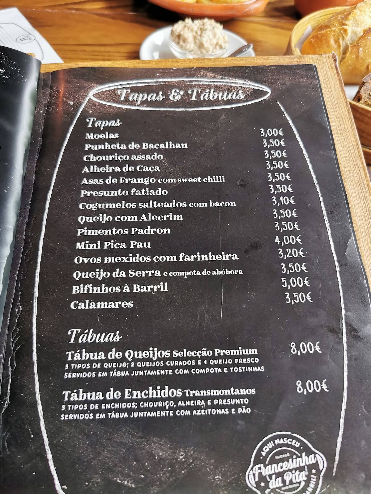 Menu em Barril Avenida (francesinha da Pita), Valongo, Av. 5 de Outubro 43