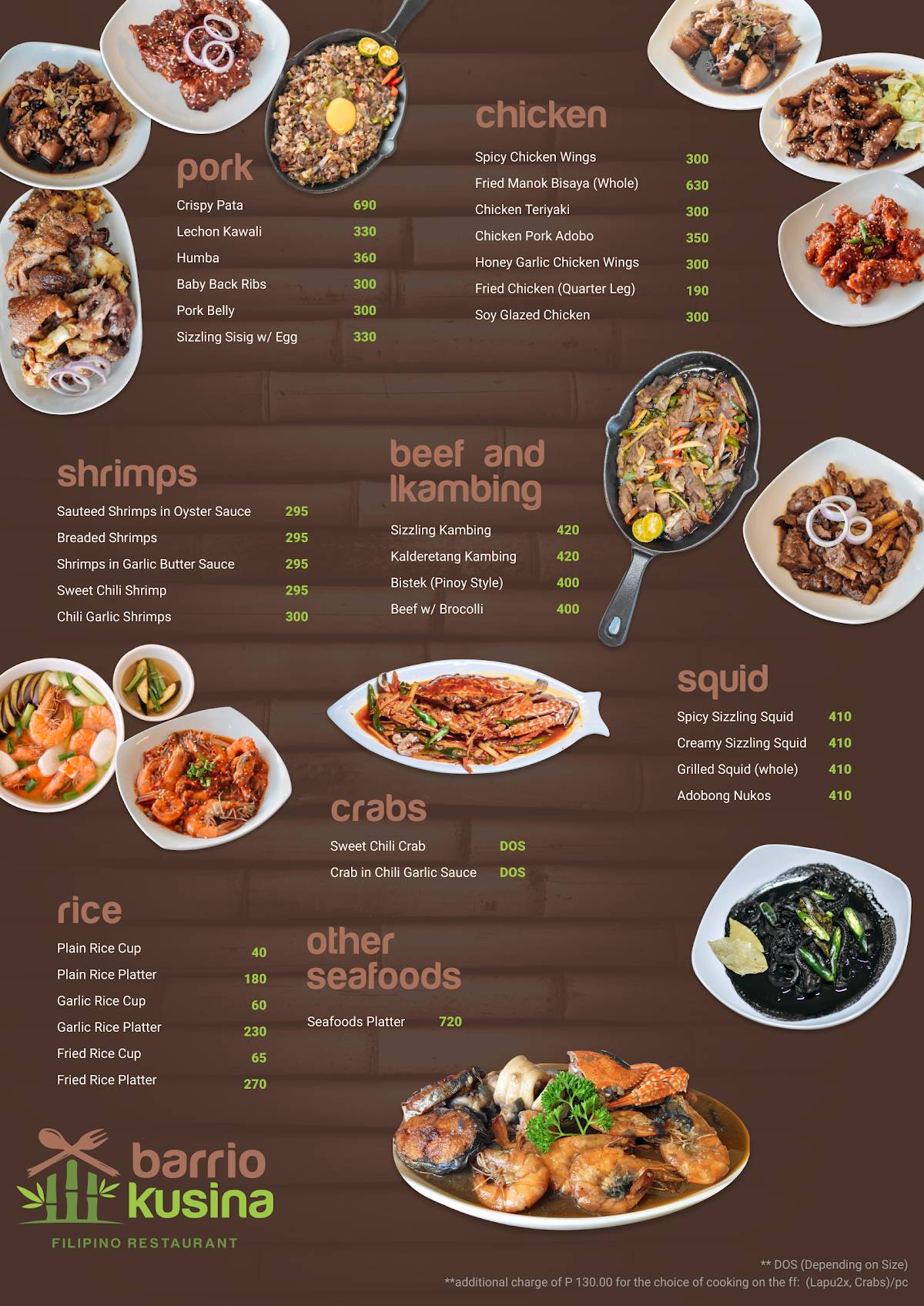 Menu at Barrio Kusina, Dalaguete, PGX8+WMX