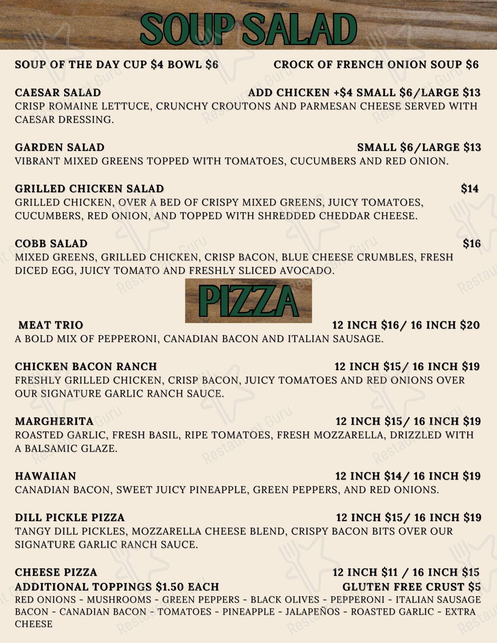 Menu at Baxter's Bar & Grill, Baxter, Lake Forest Rd