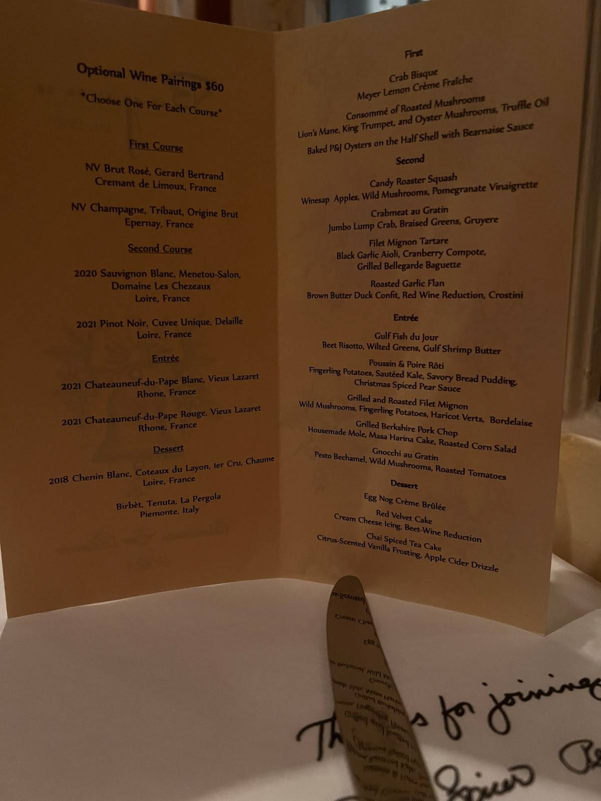 Menu at Bayona pub & bar, New Orleans