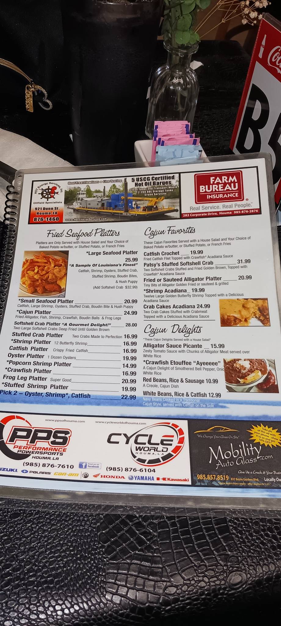 Menu at Bayou Delight Restaurant, USA