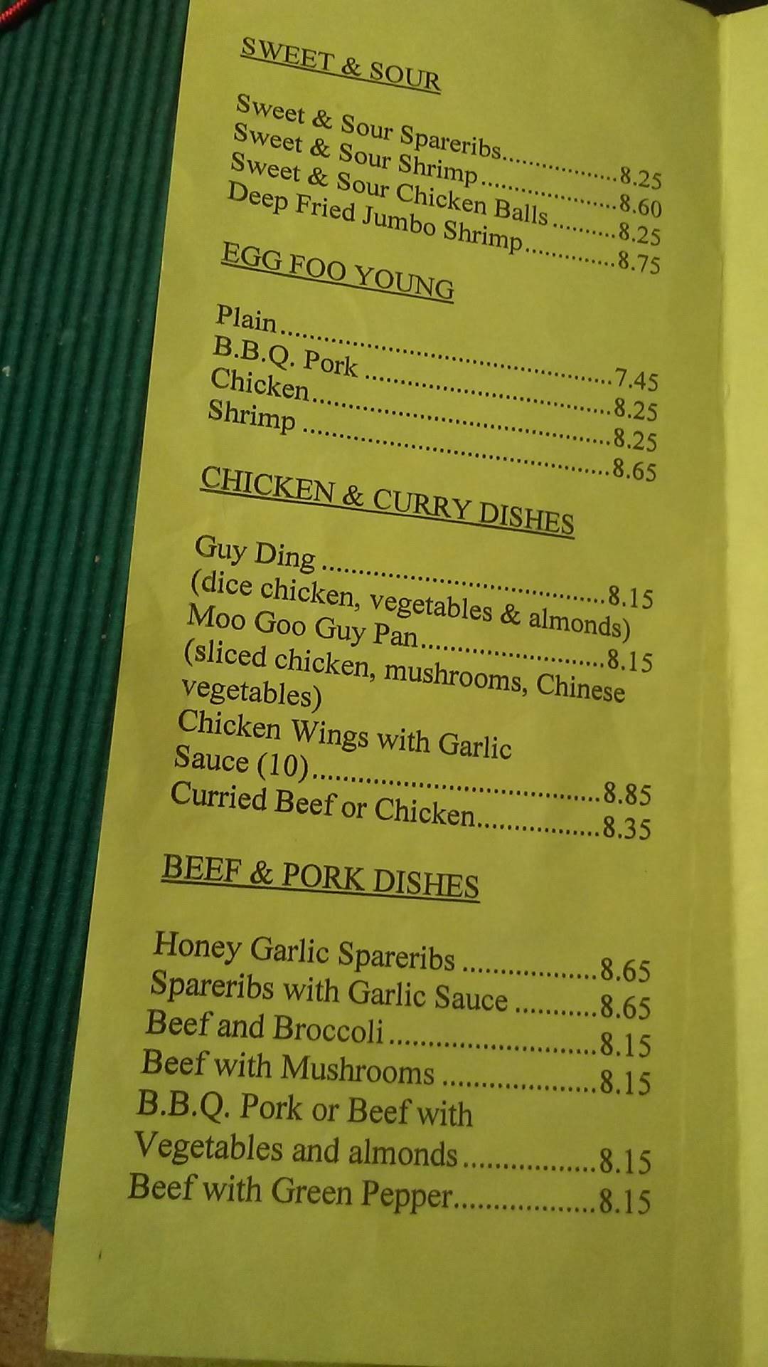 Menu at Beachburg Restaurant, Beachburg