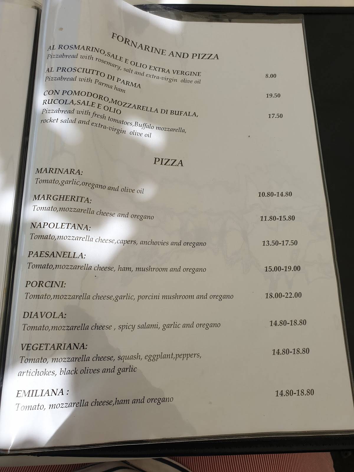 Menu at Beau Rivage, Thun, Hofstettenstrasse 6