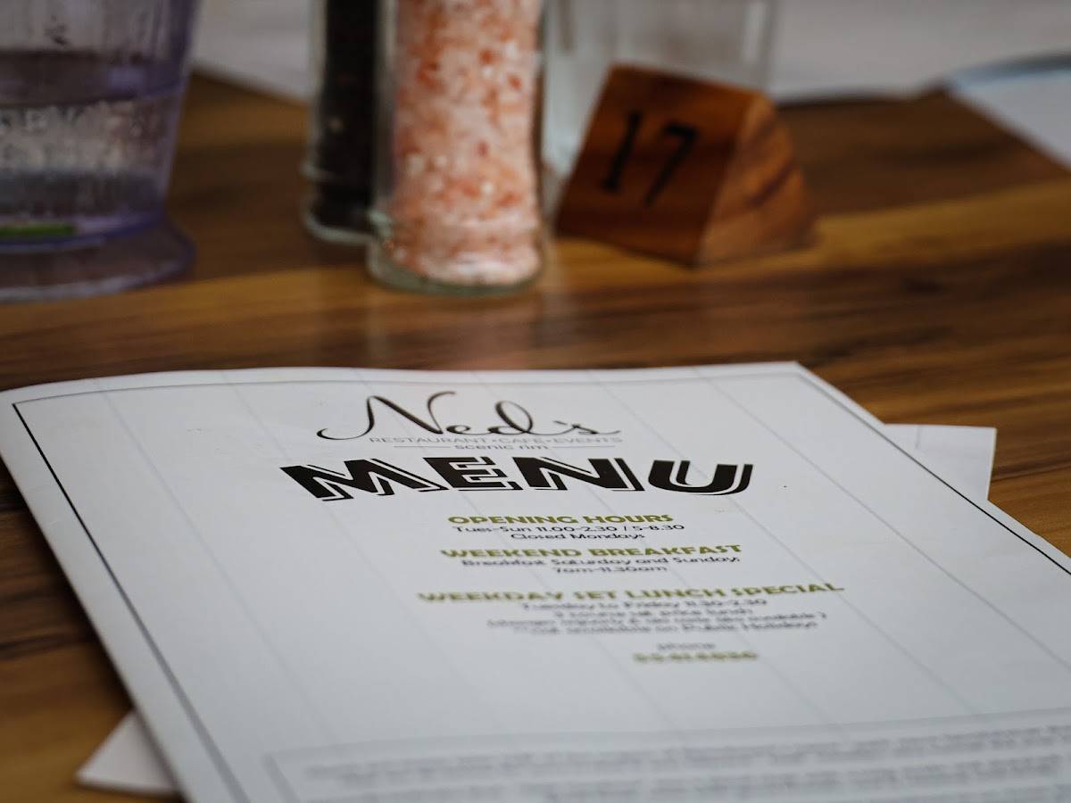 Menu at Ned's Restaurant, Beaudesert