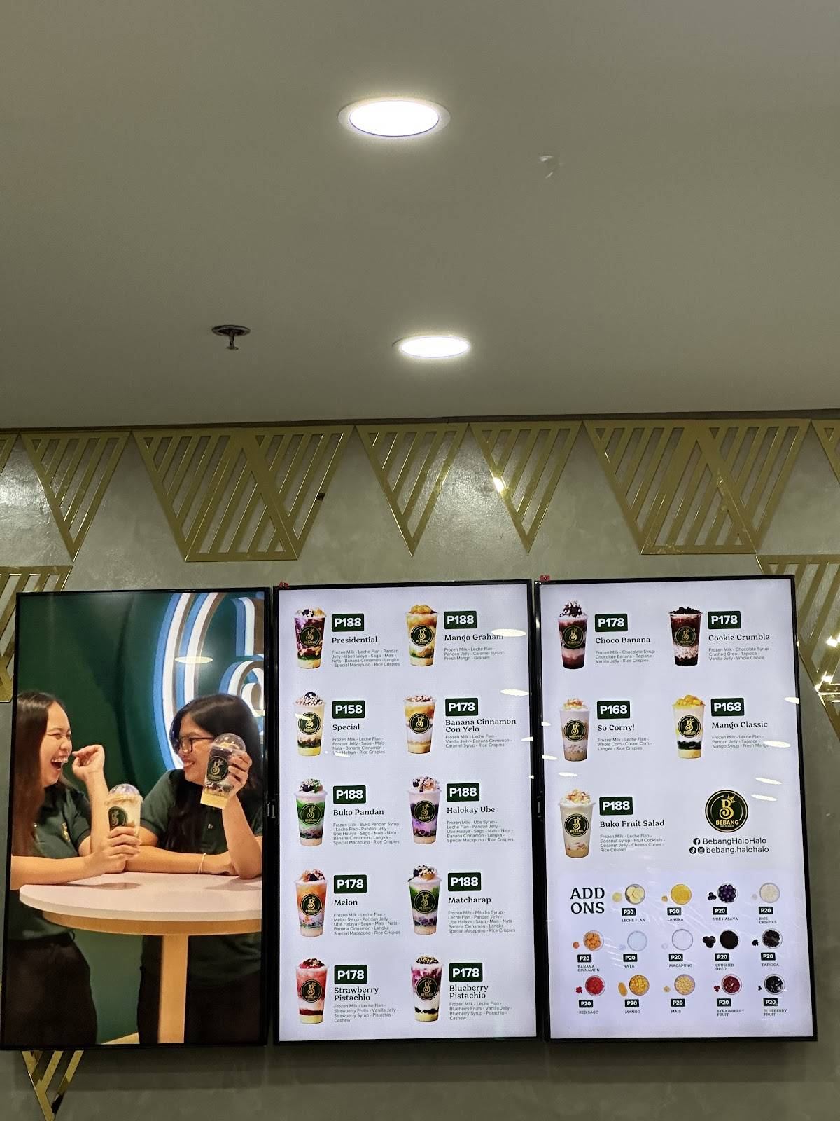 Menu at Bebang Halo-Halo restaurant, Manila
