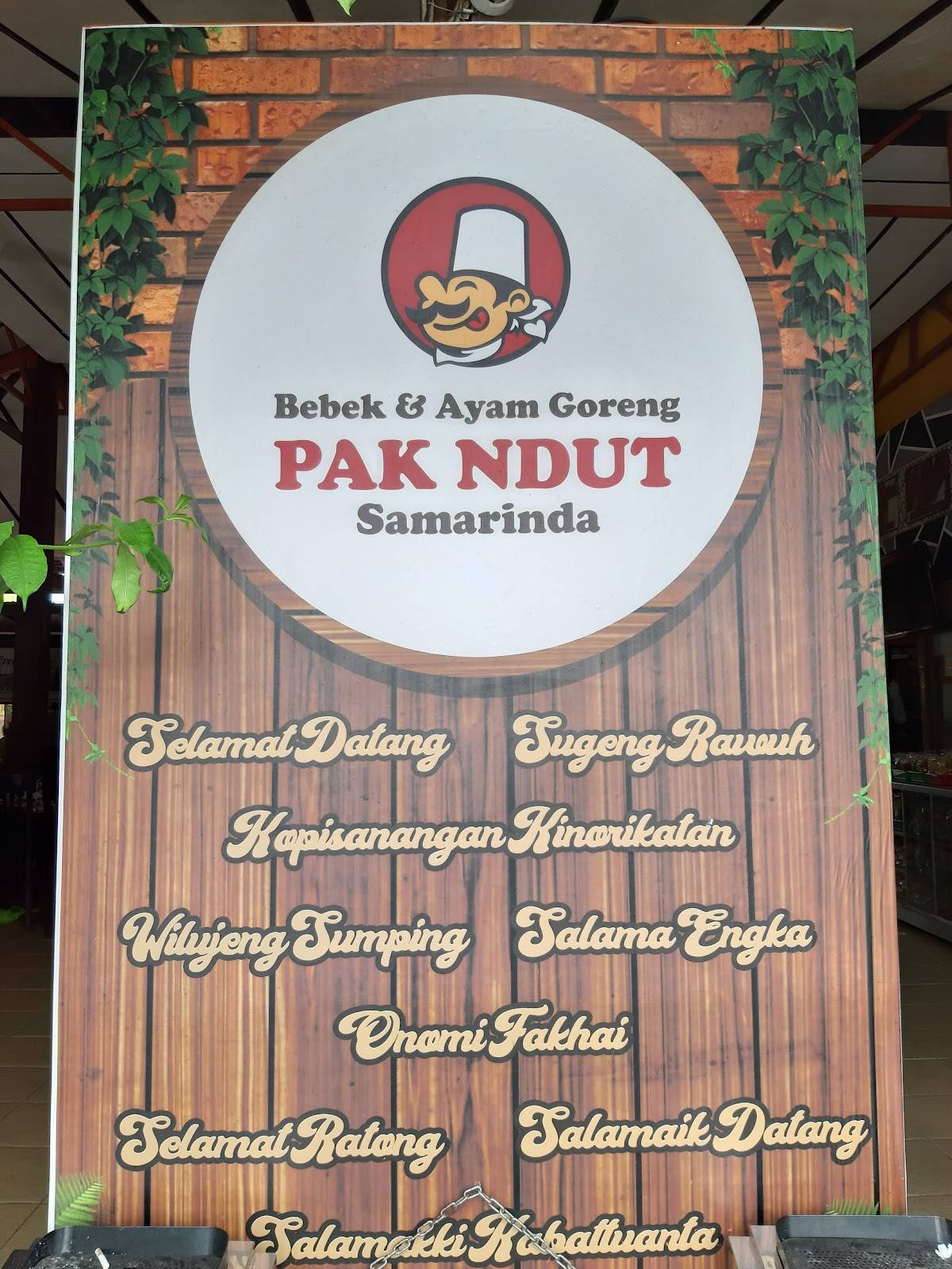 Menu at Bebek & Ayam Pak Ndut restaurant, Samarinda