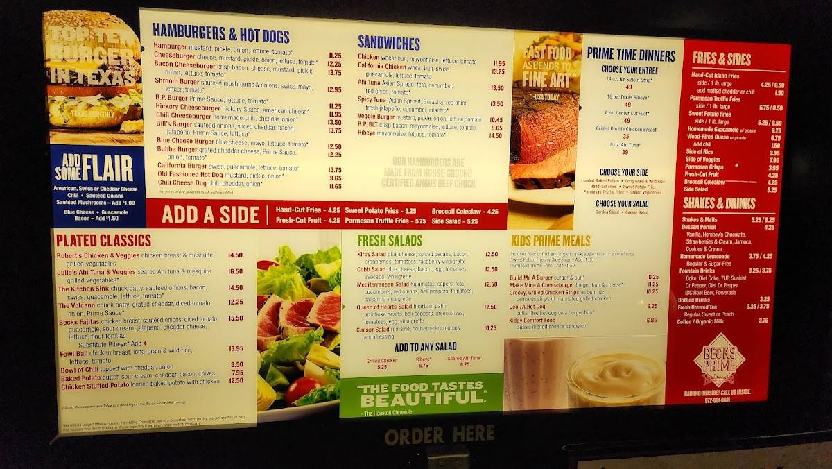 Menu at Becks Prime restaurant Dallas Forest Ln