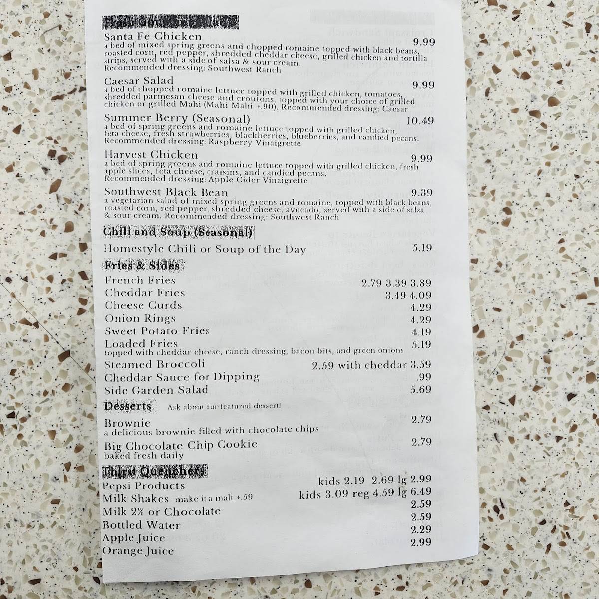 Menu at Beef-A-Roo restaurant, Lebanon