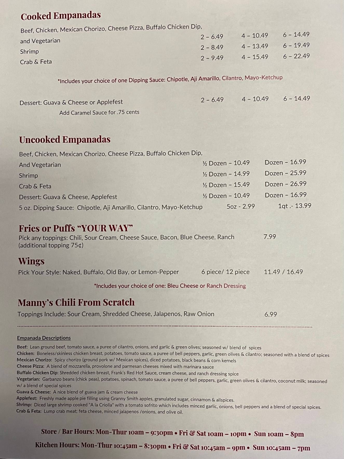 Menu at Beers & Cheers Too pub & bar, Gaithersburg