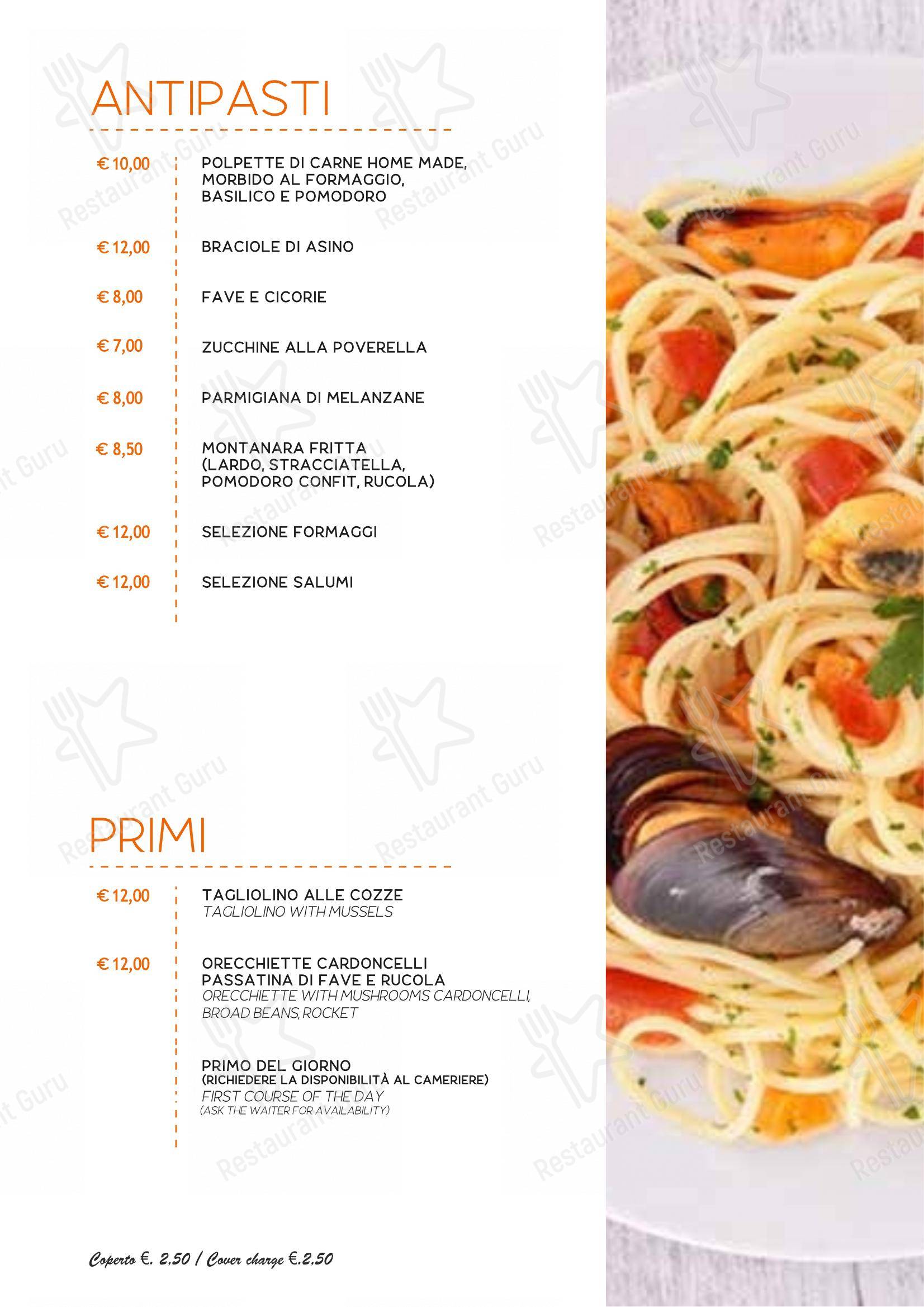 Menu da Bella Capri pizzeria, Castellana Grotte