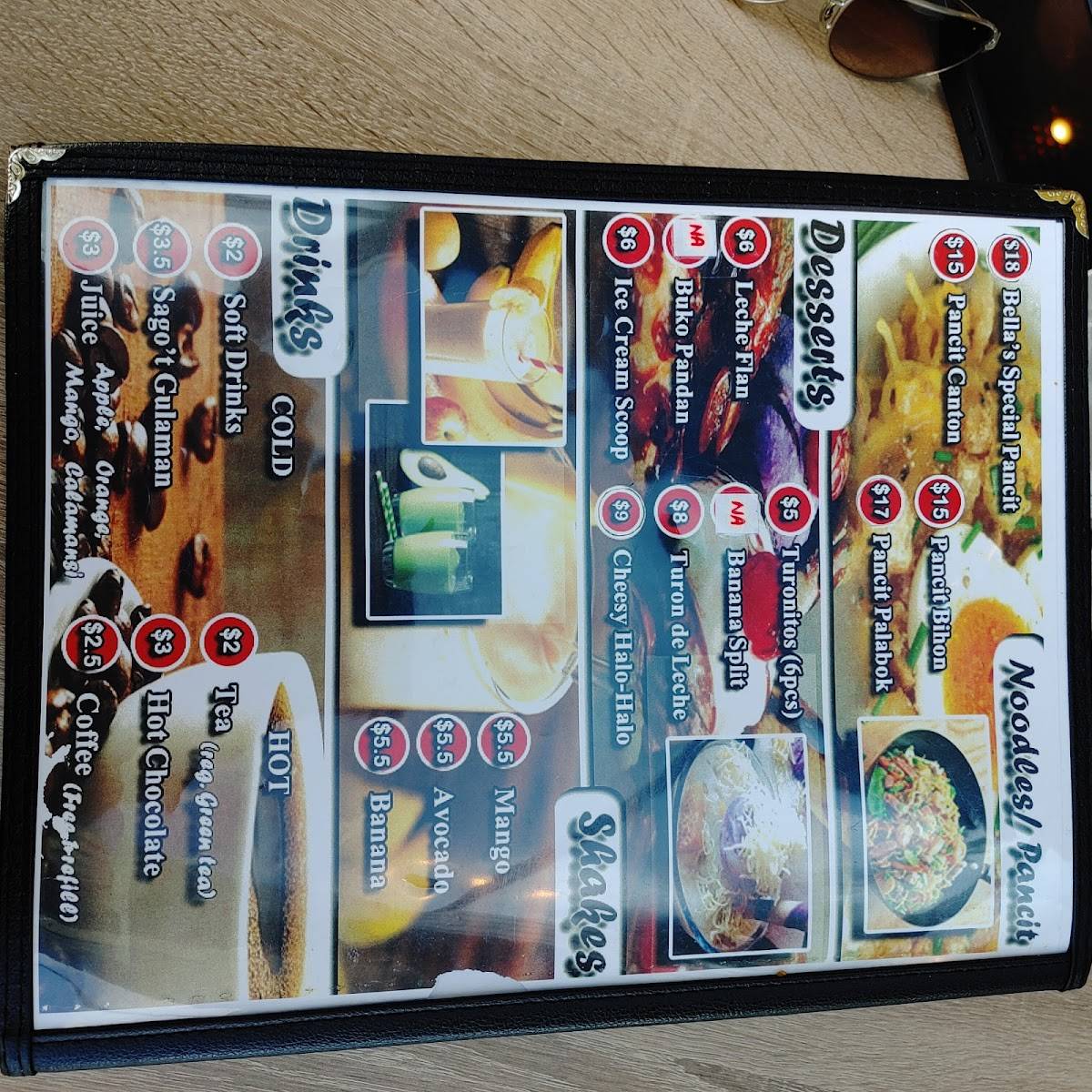 Menu at Bella's Inasal restaurant, Mississauga