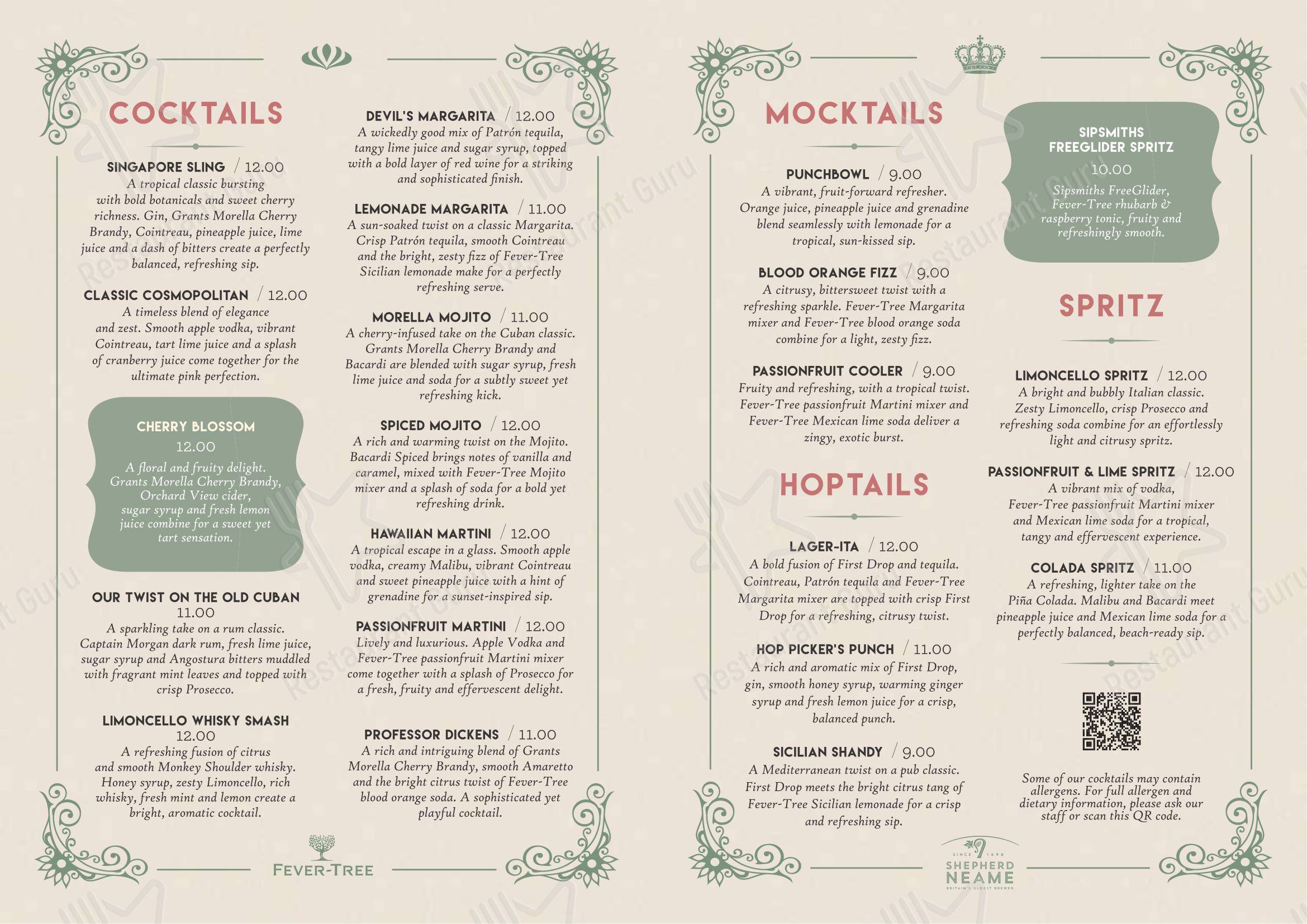 Menu at Belle Vue Tavern pub & bar, Ramsgate