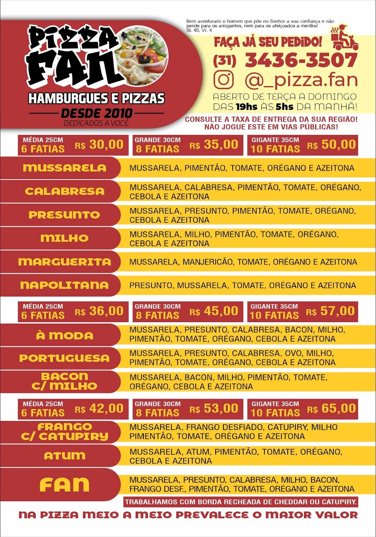 Menu em Pizza Fan restaurante, Belo Horizonte, R. Profa. Gabriela Varela