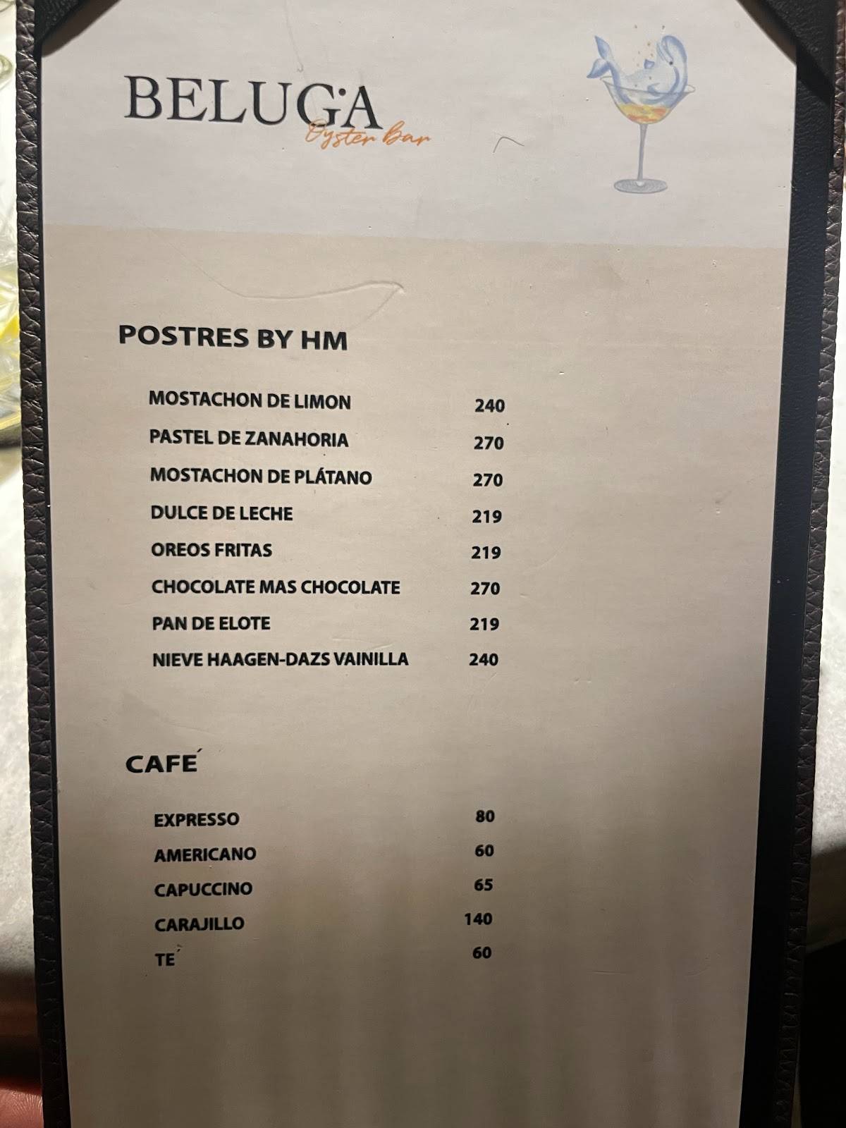 Carta del restaurante Beluga Polanco, Ciudad del México, Av. Pdte ...