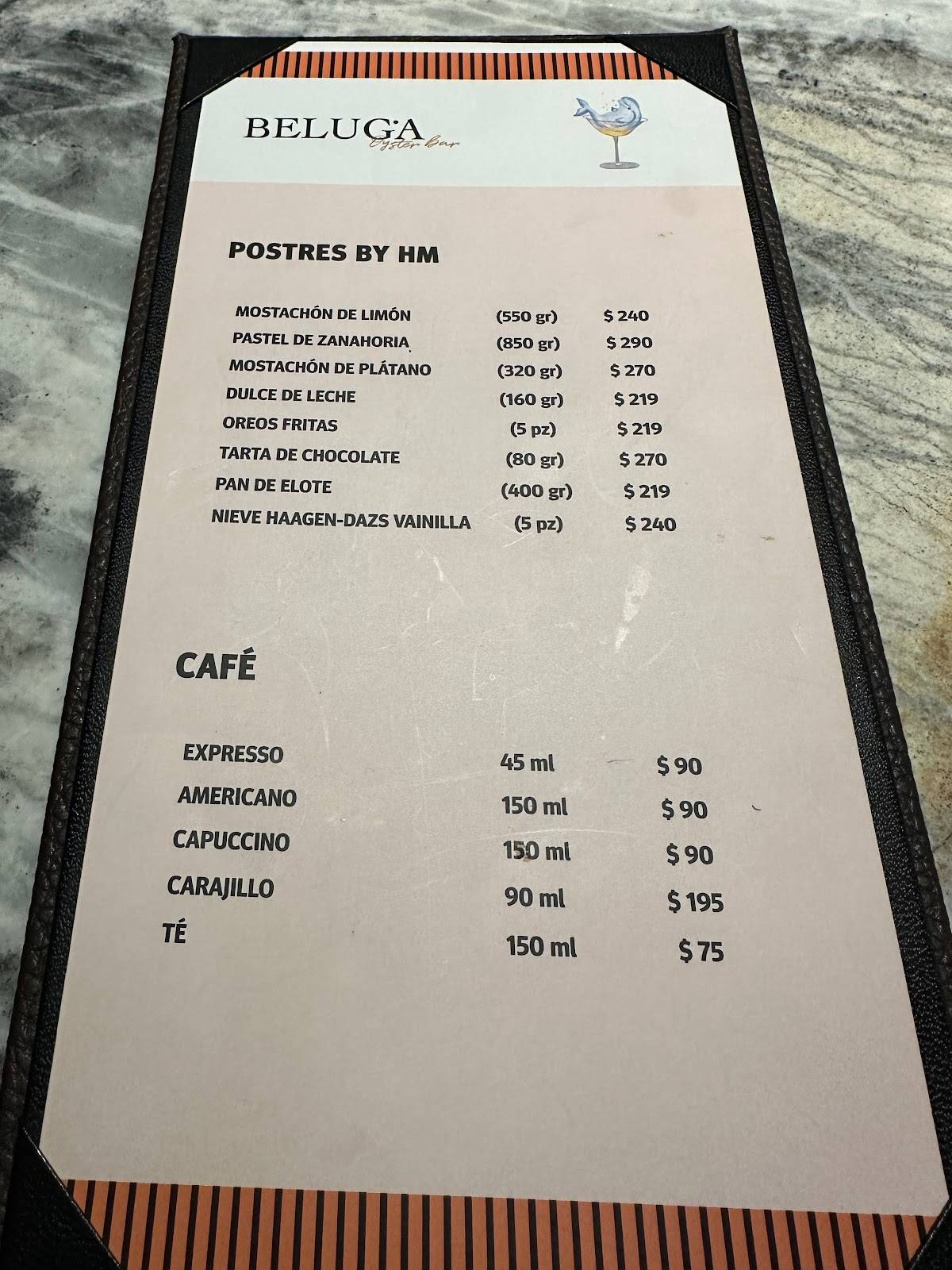 Carta del restaurante Beluga Polanco, Ciudad del México, Av. Pdte ...