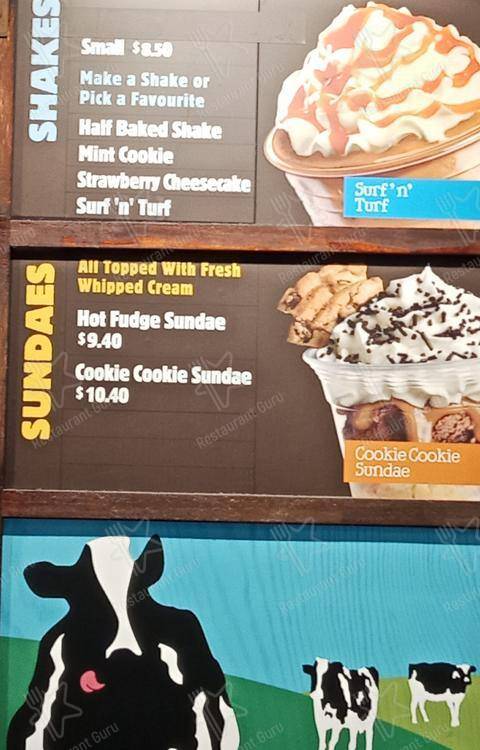 Menu at Ben & Jerry's desserts, Auckland, 286 Mount Wellington Highway