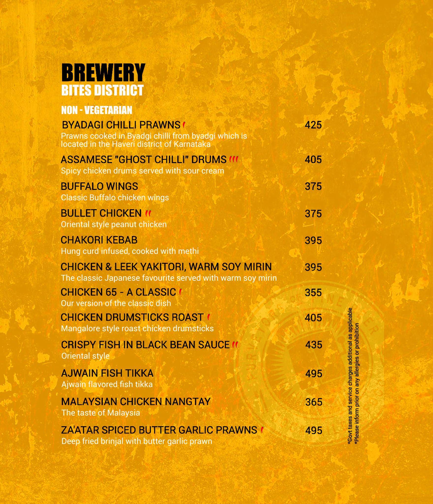 Menu at District 6, Bengaluru
