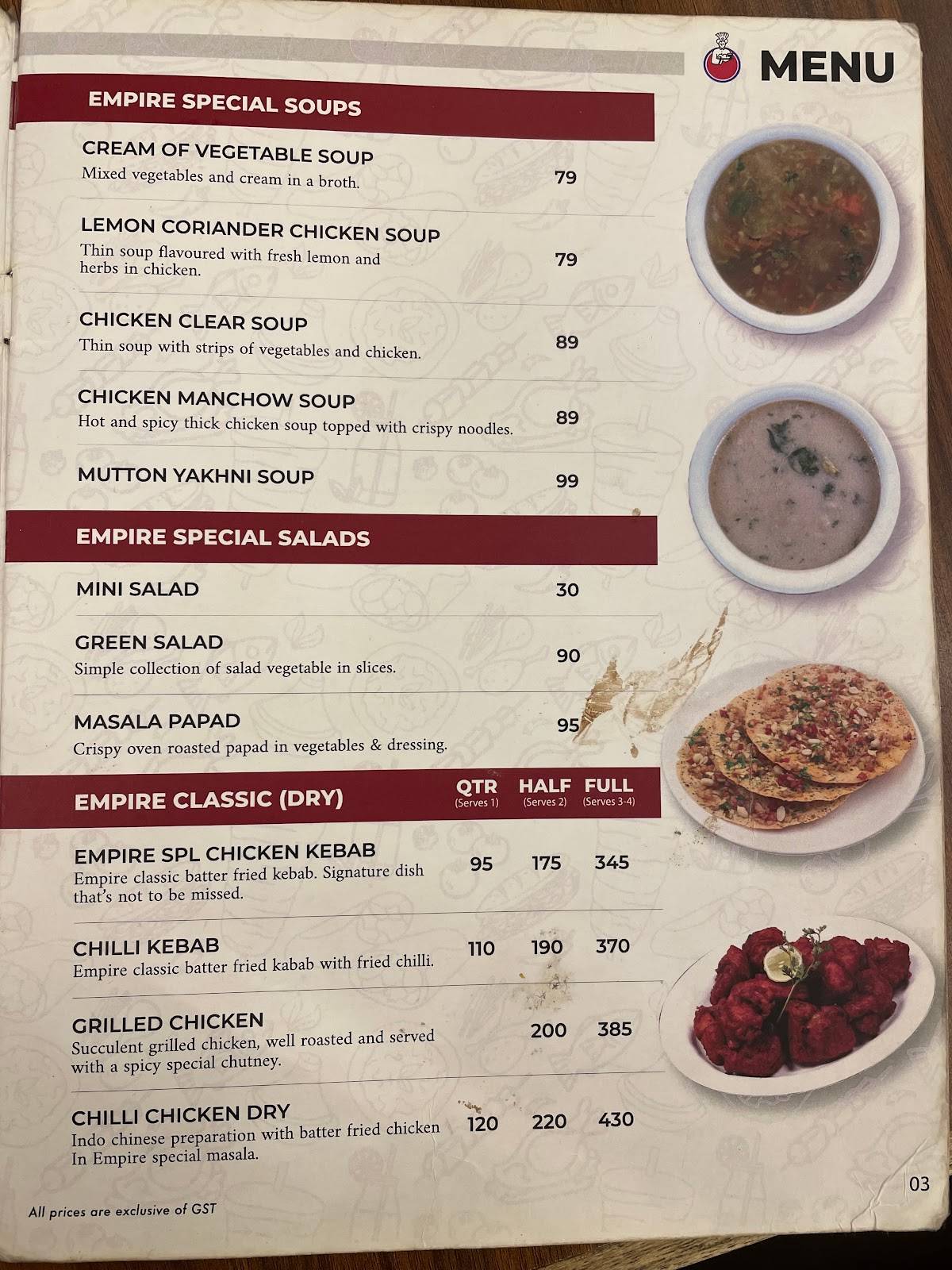Menu at Empire Restaurant, Bengaluru