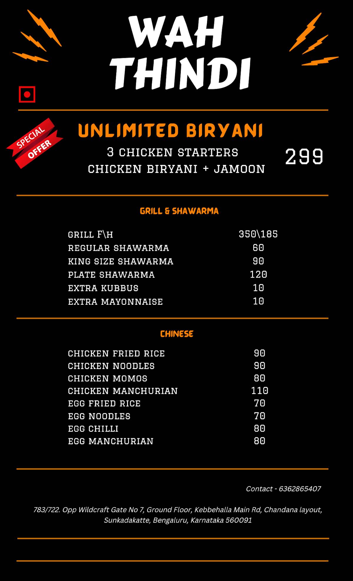 Menu at Wah! Biryani, Bengaluru, 783/722. Opp Wildcraft Gate No 7