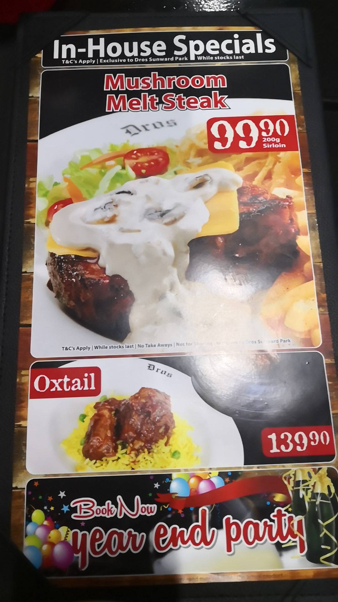 Menu at Bennigan's Grillhouse & Bar Boksburg, Boksburg