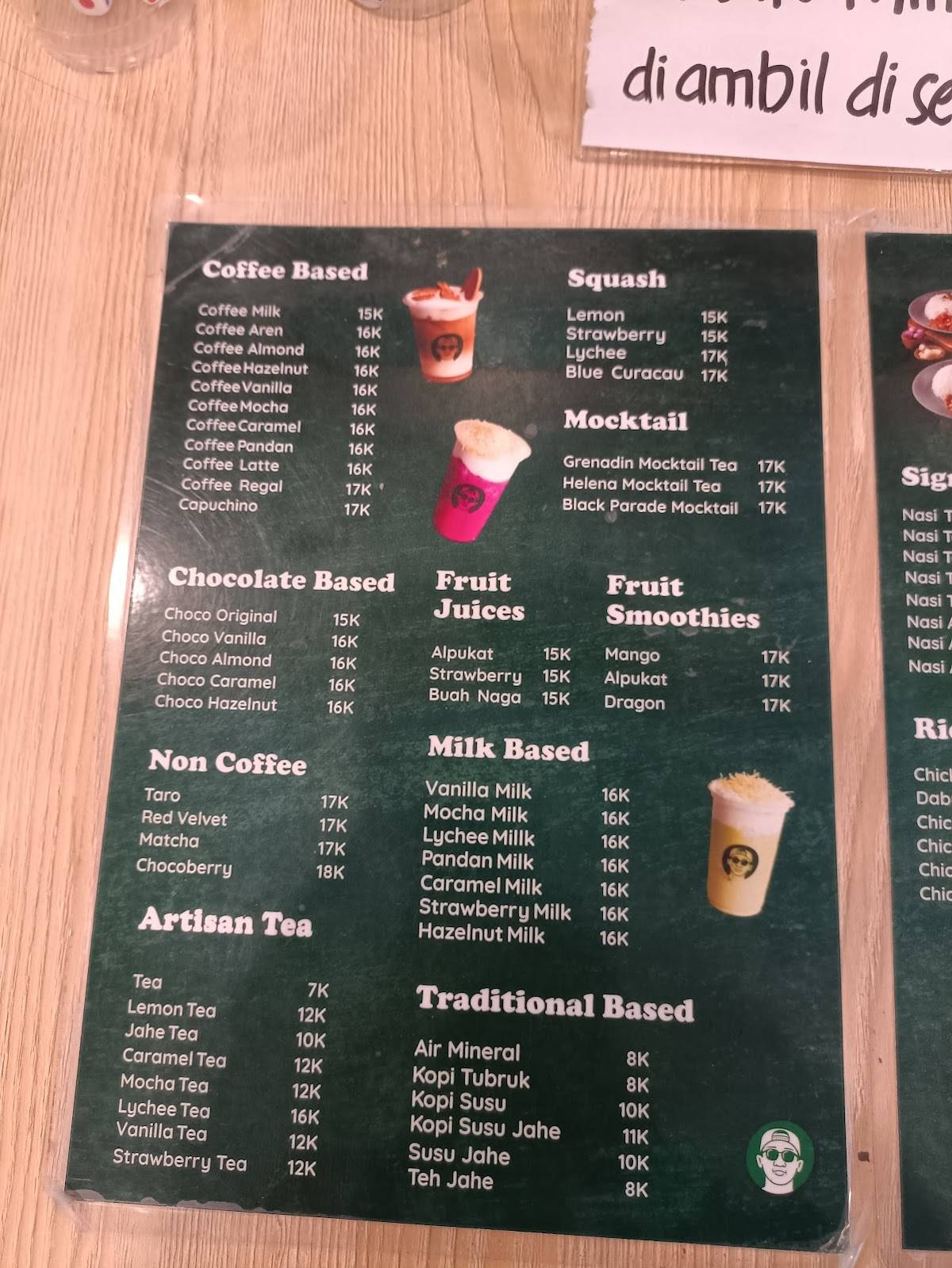 Carta de Bento Kopi Cibiru, Indonesia
