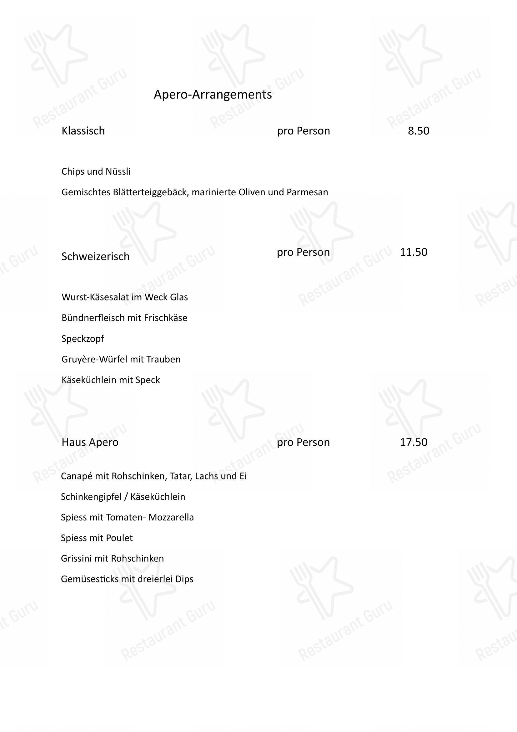 Speisekarte von Bergrestaurant Roggen, Oensingen