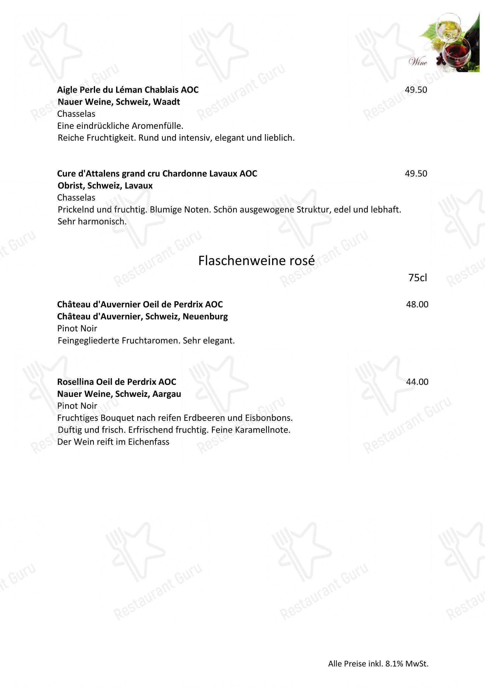 Speisekarte von Bergrestaurant Roggen, Oensingen
