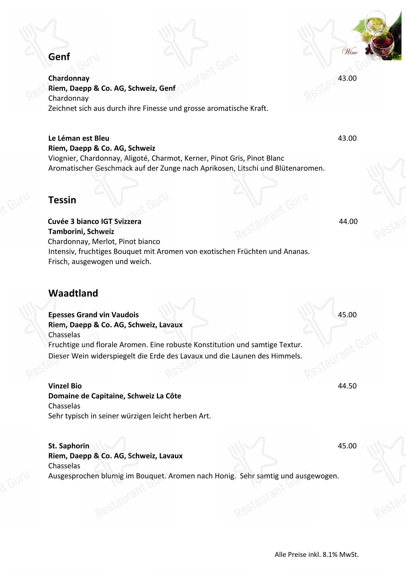Speisekarte von Bergrestaurant Roggen, Oensingen