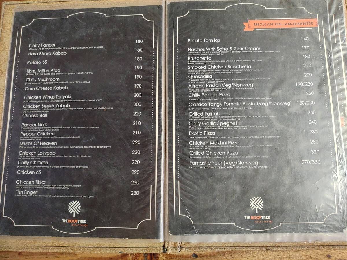 Menu at The Roof Tree, Bhopal, Hardev Complex R-11