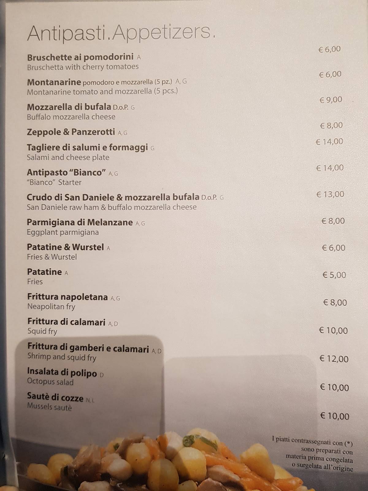 Speisekarte von Bianco restaurant, Triest