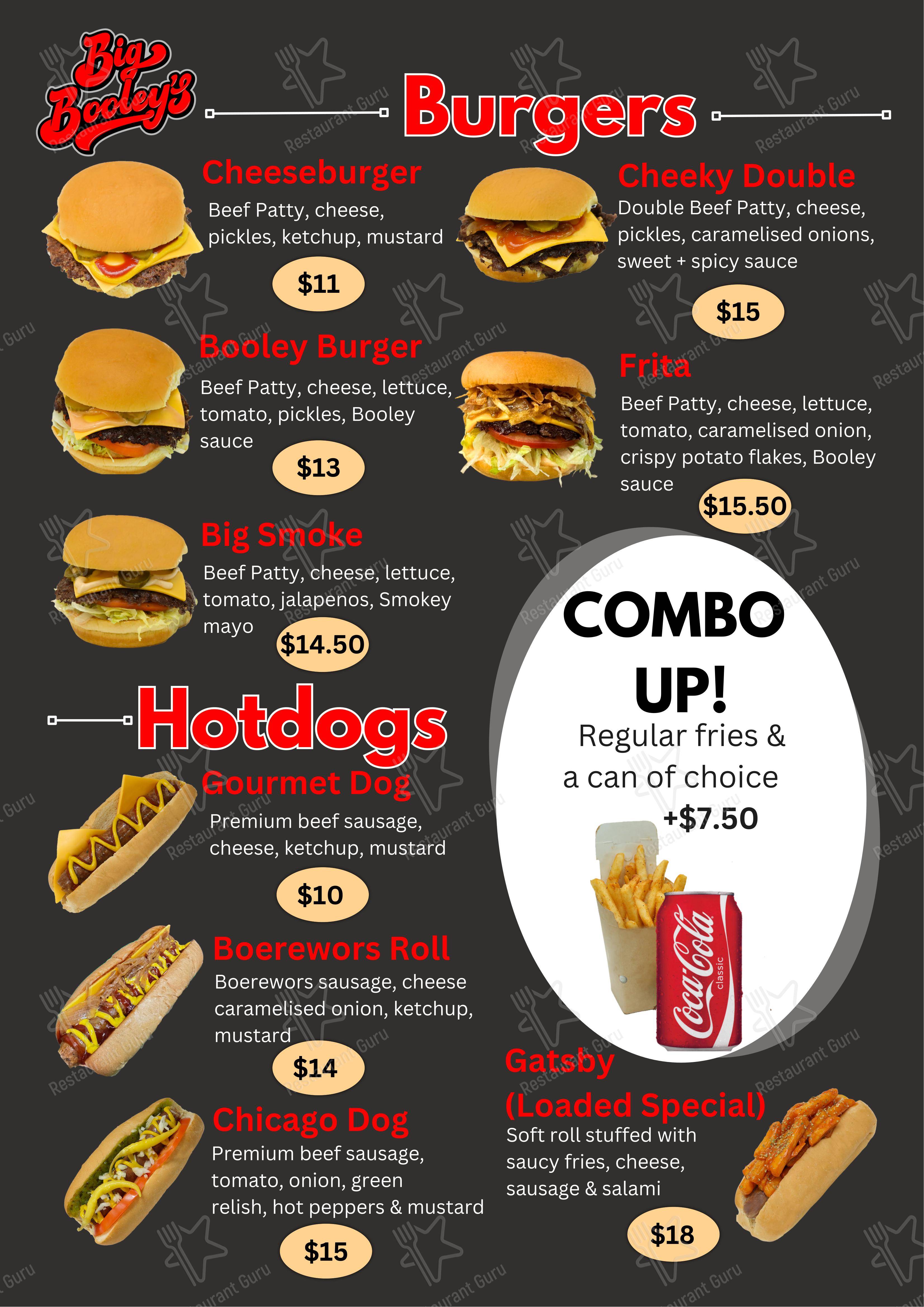 Menu at Big Booley's Cafe, Beckenham