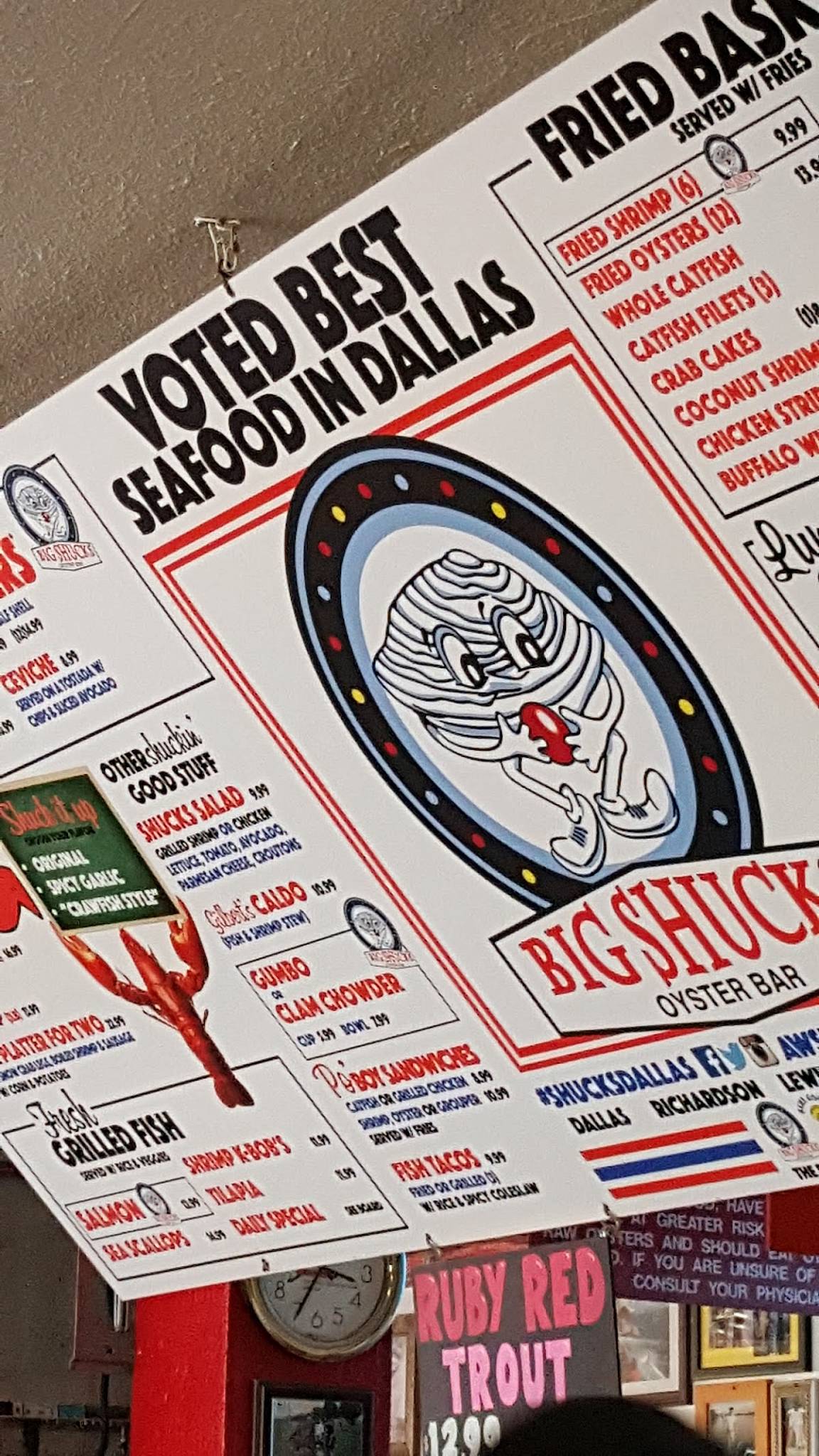 Menu at Big Shucks Seafood Restaurant & Oyster Bar, Dallas, E ...