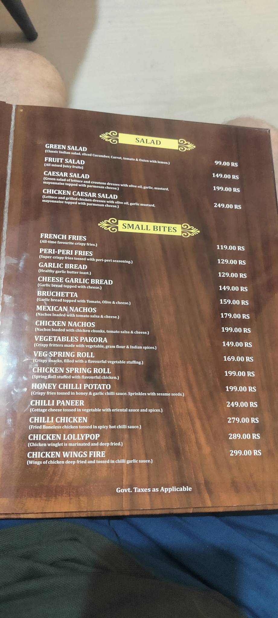 Menu at Cafe Buransh Bir Billing, Bir